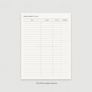 Library Book Tracker Digital Inserts, Book Return Log, Library Log ...