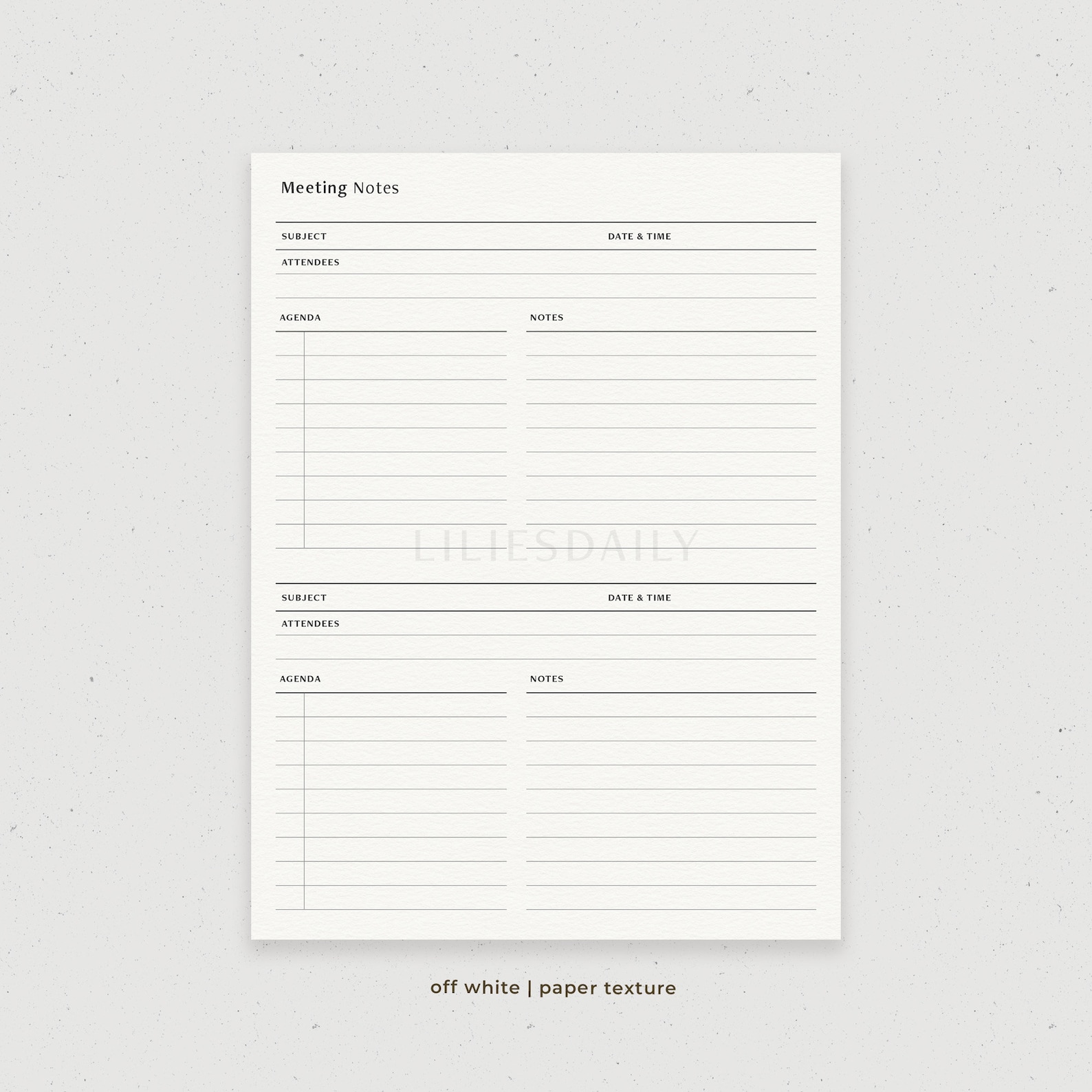 Simple Meeting Notes, Digital Meeting Minutes Template for iPad ...