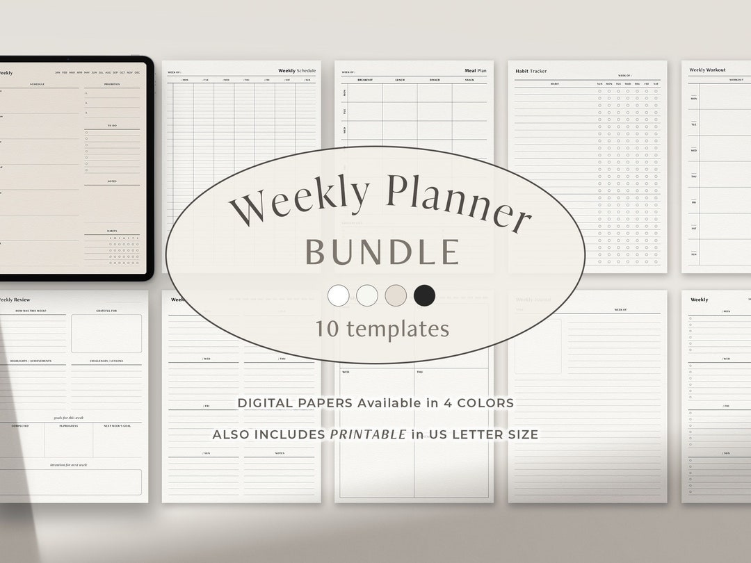 Digital Weekly Planner Bundle Template, Weekly Goodnotes Planner ...