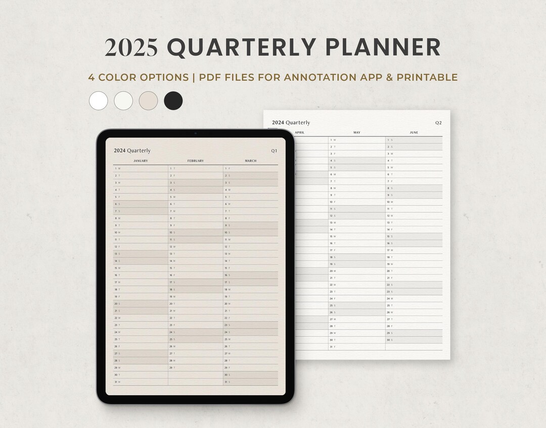 2025 Quarterly Planner, Quarter Yearly Overview Digital Template, 3 ...