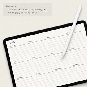 Year at a Glance Digital Planner, Yearly Overview Planner for iPad ...