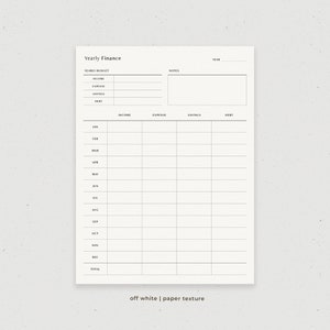 Yearly Finance, Annual Financial Overview, Yearly Budget Planner ...