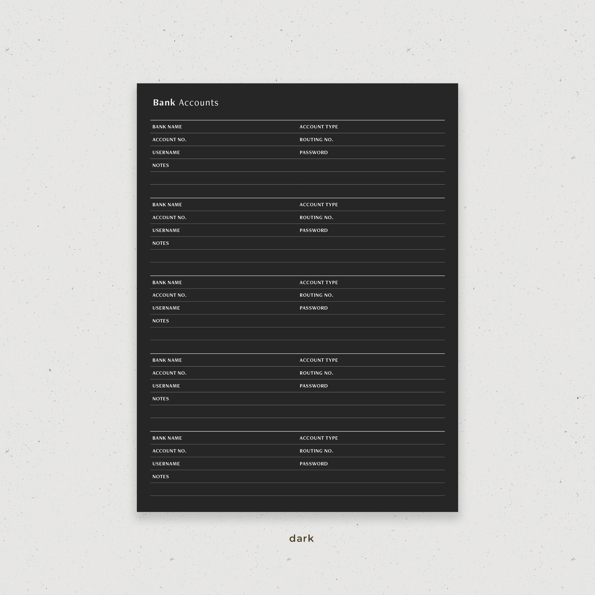 Bank Account Information Tracker Digital Planner Template for Goodnotes ...