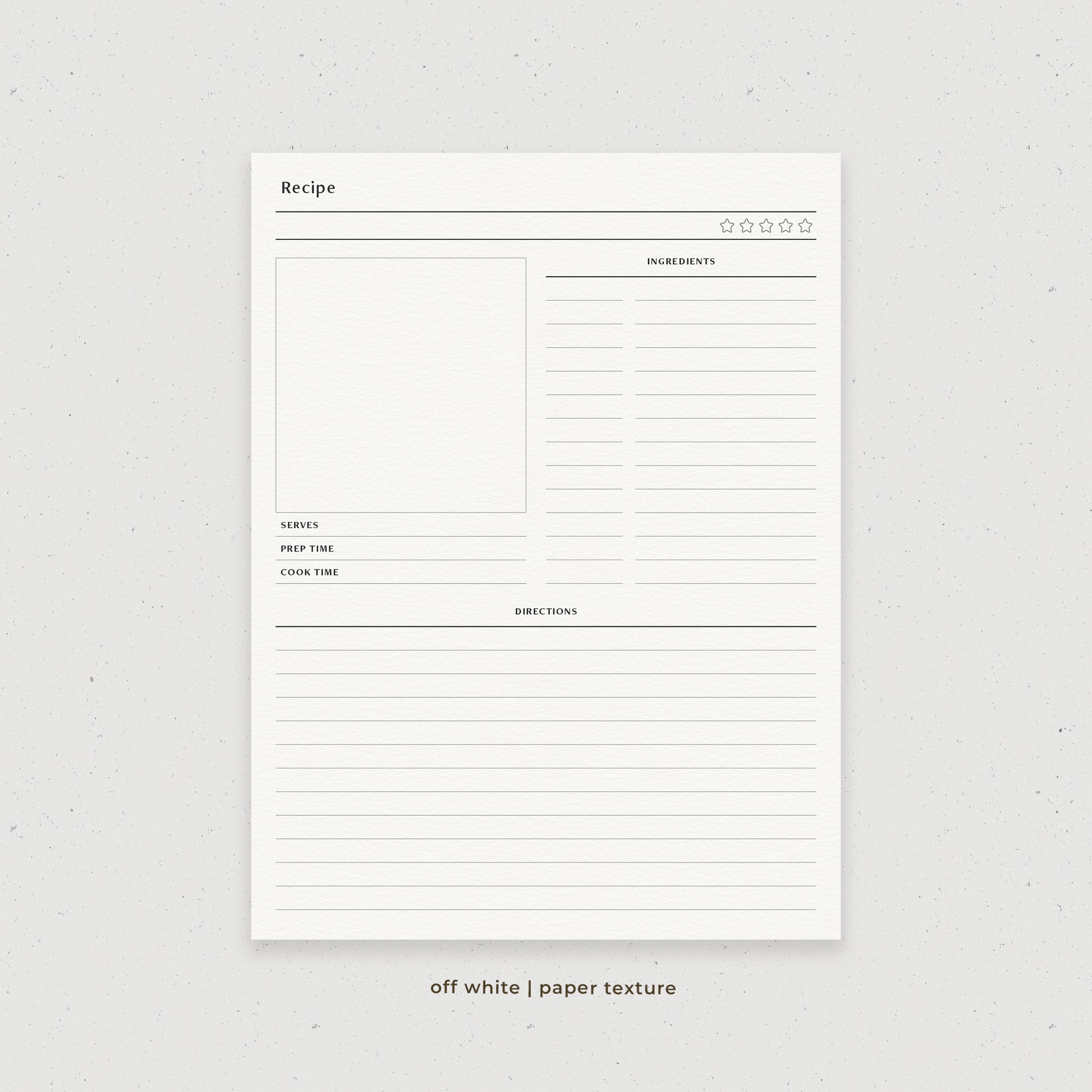 Recipe Book Digital Template Recipe Card Recipe Planner - Etsy