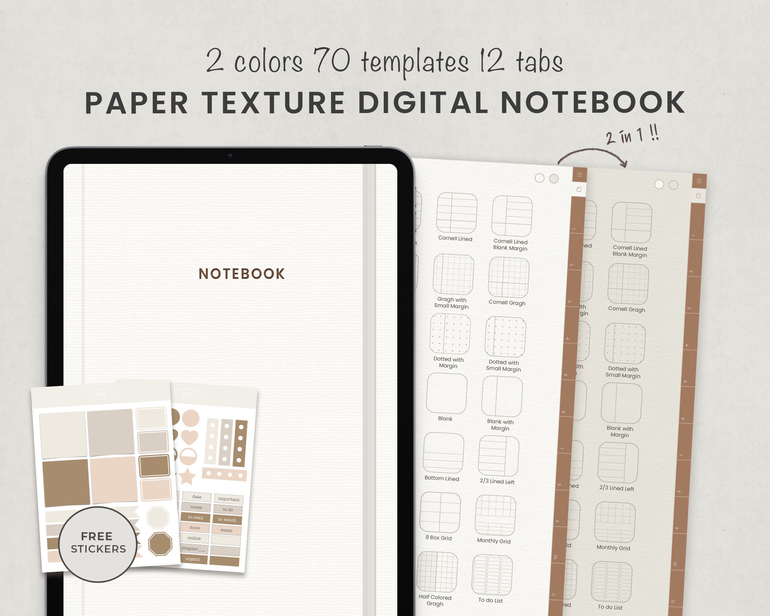 Minimalist Digital Notebook With Tabs for Ipad Goodnotes | Etsy