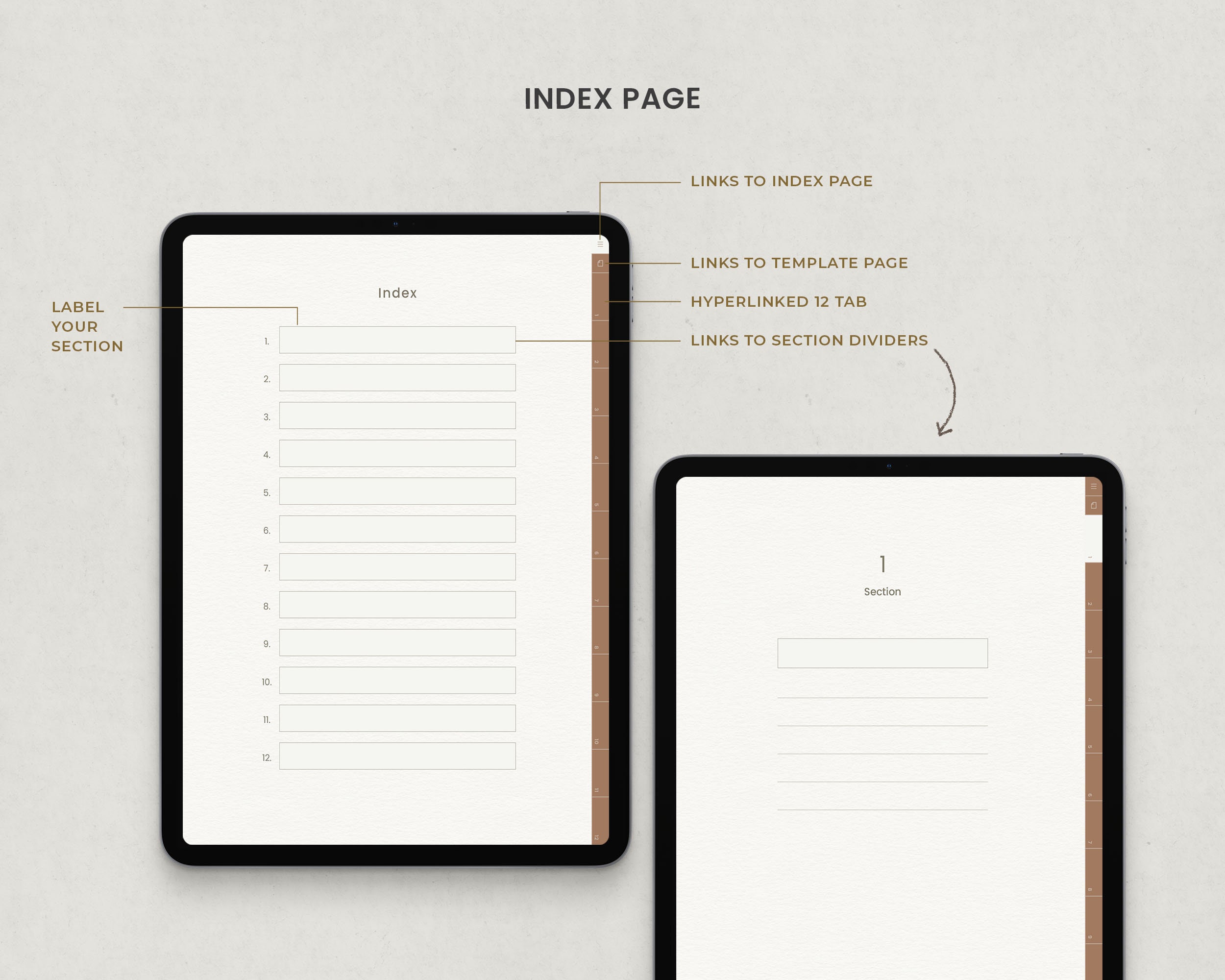 Minimalist Digital Notebook With Tabs for Ipad Goodnotes | Etsy