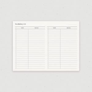 Vocabulary Note, Word Notes, Language Learning Study Note Landscape ...