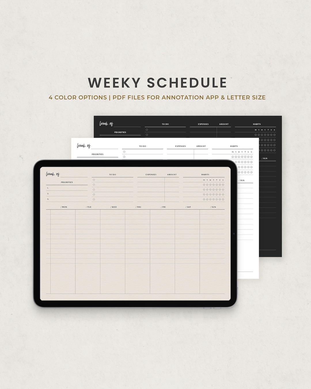 Weekly Schedule, Weekly Hourly Planner, Weekly Digital Template for ...