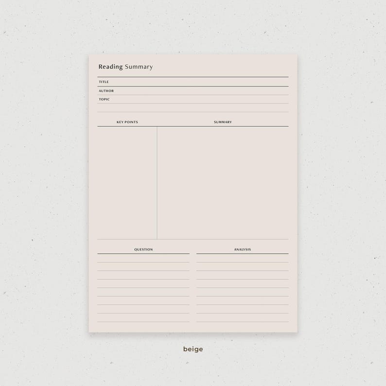 Reading Summary, Student Reading Notes, Book Review Template, Digital ...