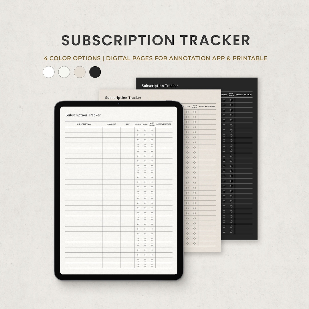 Subscription Tracker, Membership Log, Digital Bill Payment Tracker ...