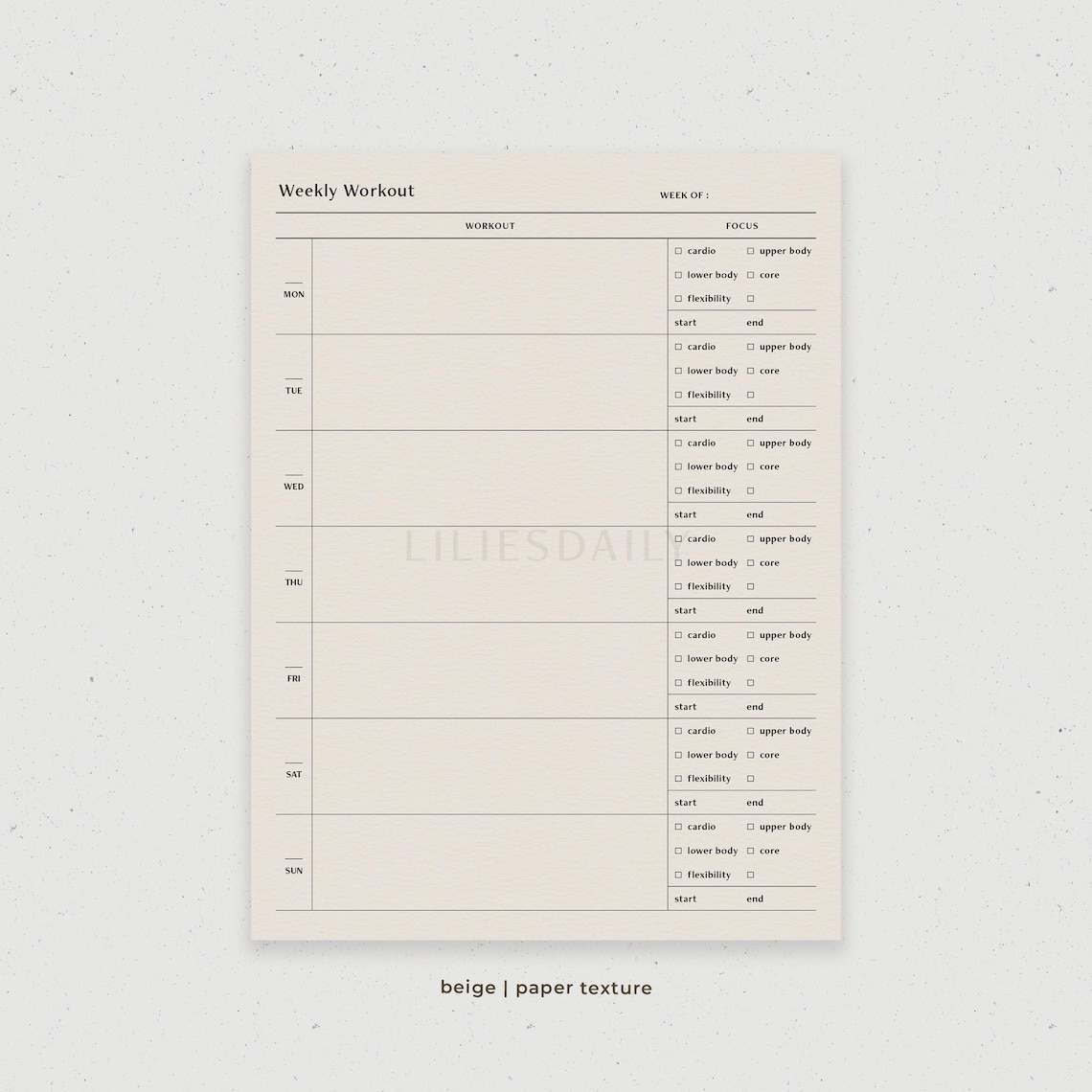 Weekly Workout Planner, Fitness Planner, Exercise Planner Digital ...