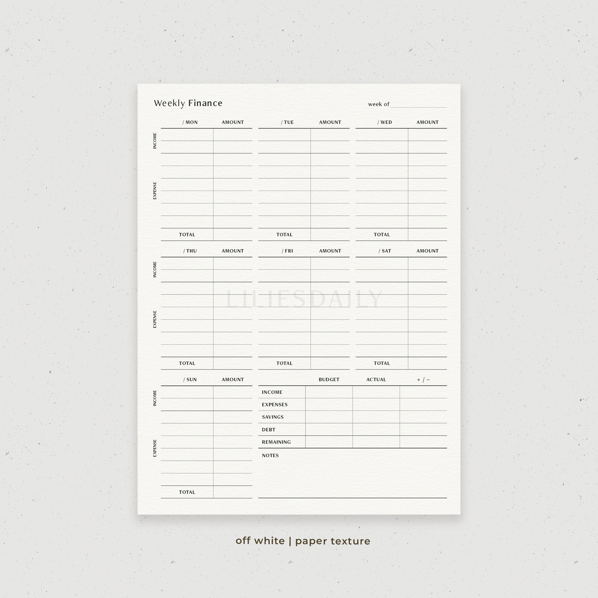 Weekly Finance Tracker, Weekly Budget, Expense Log Digital Planner ...