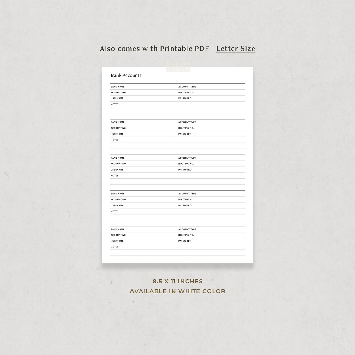 Bank Account Information Tracker Digital Planner Template for Goodnotes ...