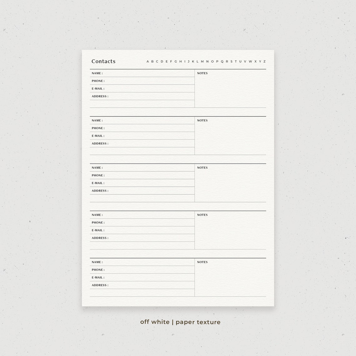 Contact List Digital Template Address Tracker Address Book - Etsy