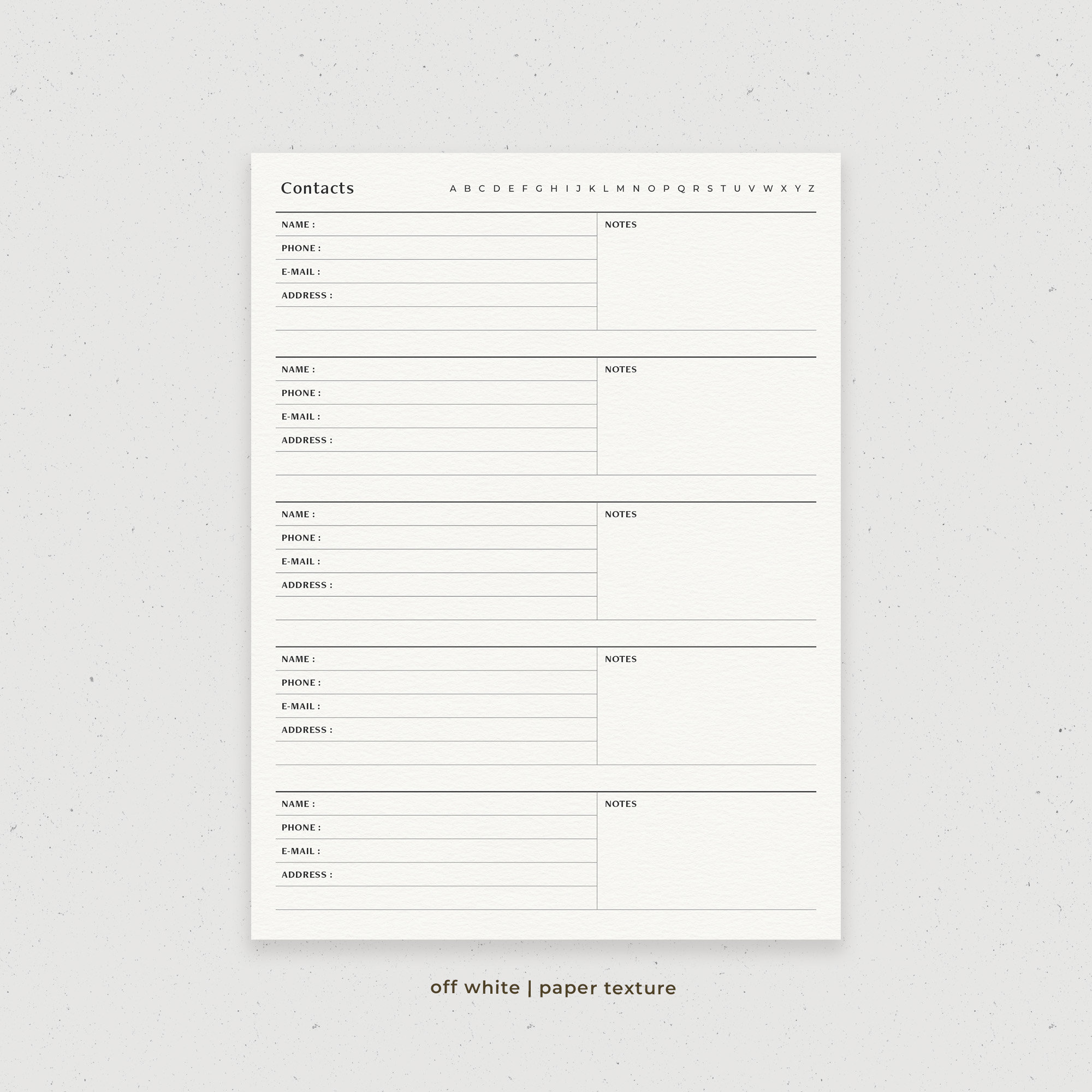 Contact List Digital Template Address Tracker Address Book - Etsy