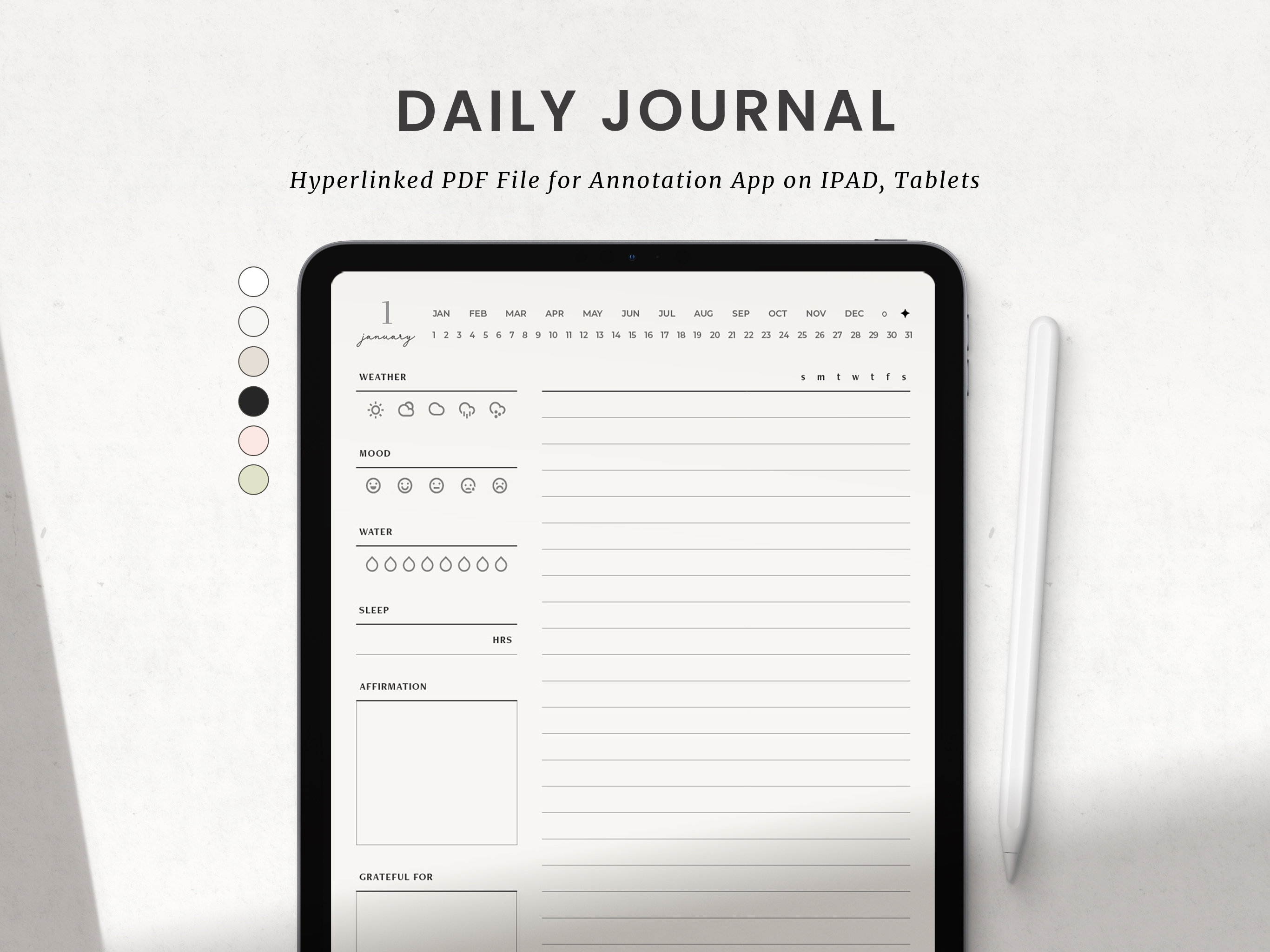 Digital Journal Goodnotes Daily Journal 2025 iPad Diary Notability Journal Minimalist Lined Journal Template Etsy