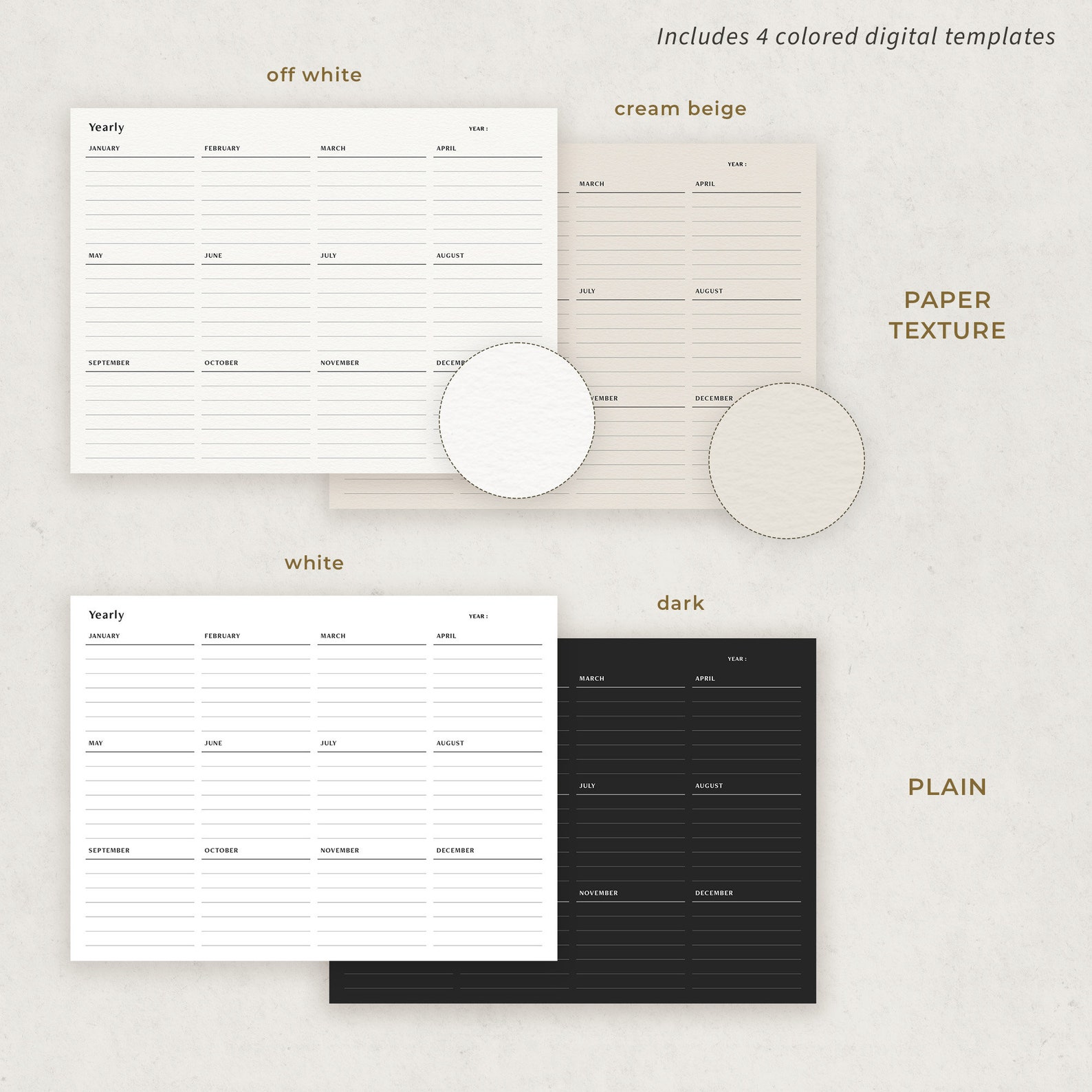 Year at a Glance Digital Planner, Yearly Overview Planner for iPad ...
