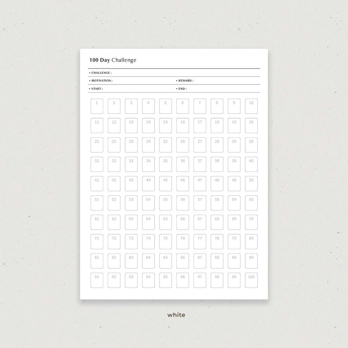 100 Day Challenge 100 Day Habit Tracker Fitness Goal - Etsy