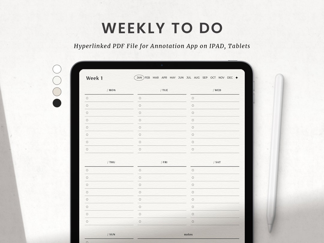 Digital Weekly to Do List for Goodnotes on Ipad, Task Checklist ...