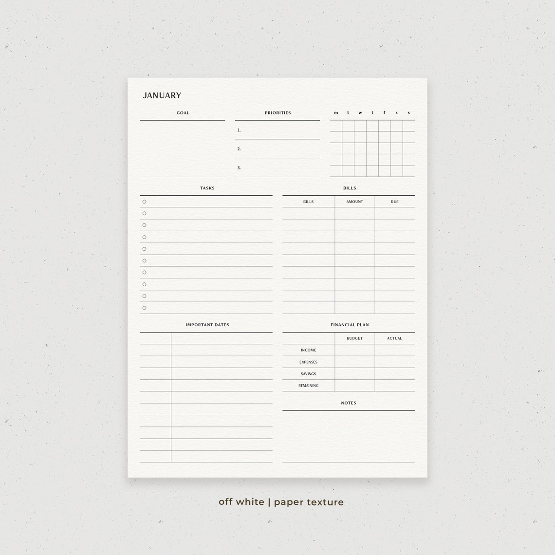 Monthly Overview Digital Template Monthly Planner Month at a | Etsy