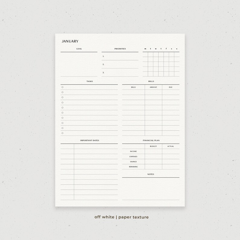 Monthly Overview Digital Template Monthly Planner Month at a - Etsy