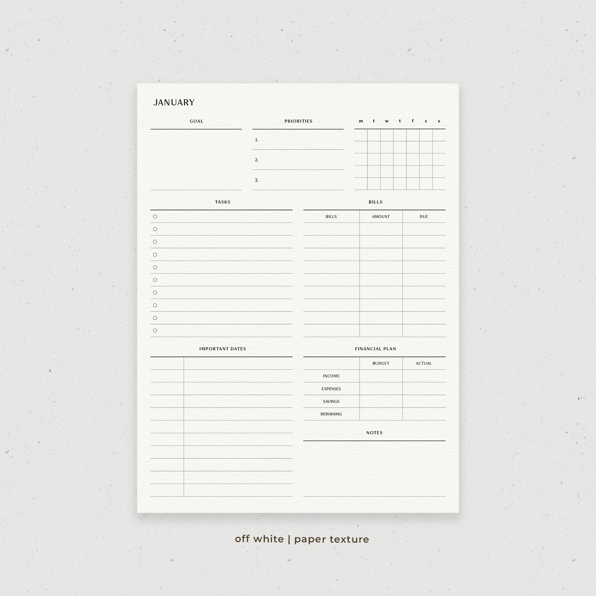 Monthly Overview Digital Template Monthly Planner Month at a | Etsy