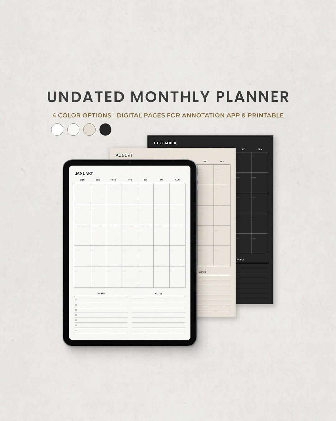 Monthly Planner Undated Digital Planner Template for Goodnotes Ipad ...