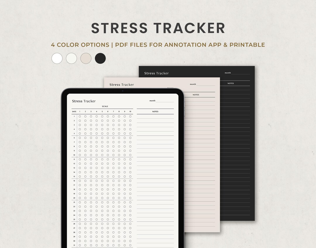 Stress Tracker, Daily Monthly Anxiety Tracker Digital Planner Template ...