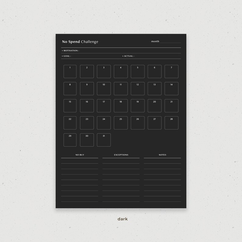 No Spend Challenge Tracker Digital Planner Template for - Etsy