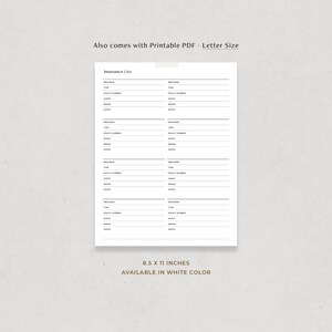 Insurance Information Tracker, Insurance Contact List Digital Planner ...