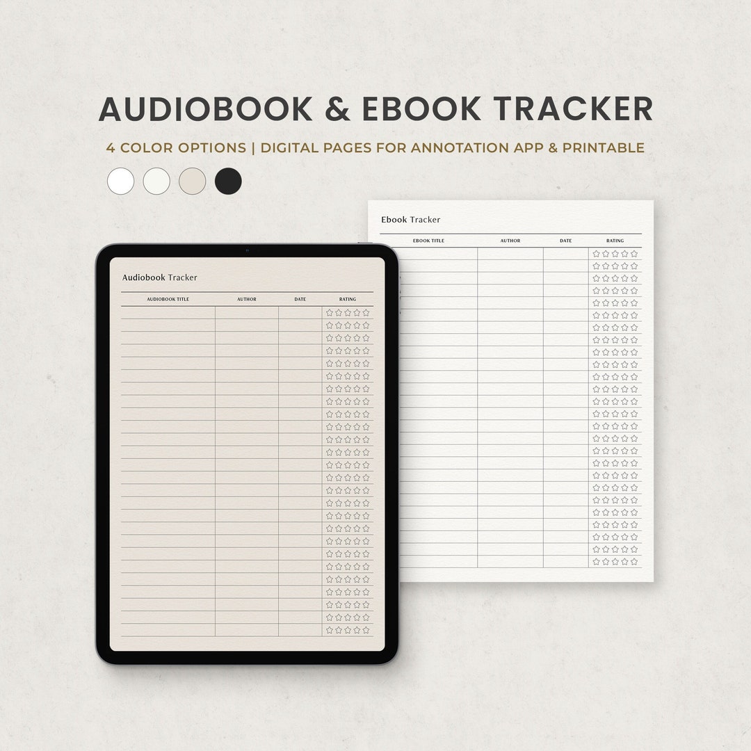 Audiobook Ebook Tracker Printable, Digital Reading Log, Audiobook ...