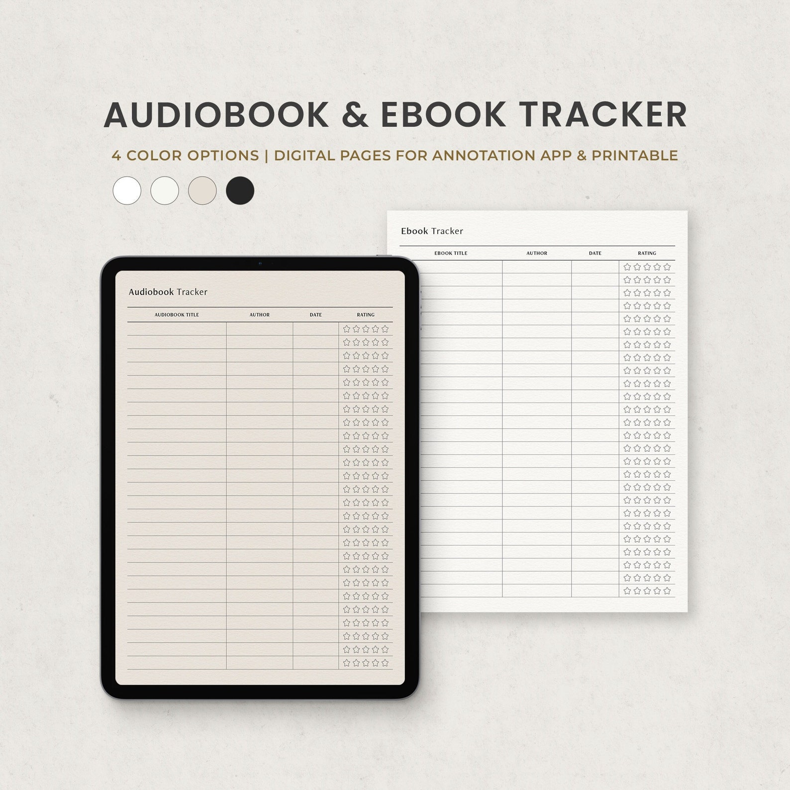 Audiobook Ebook Tracker Printable, Digital Reading Log, Audiobook ...