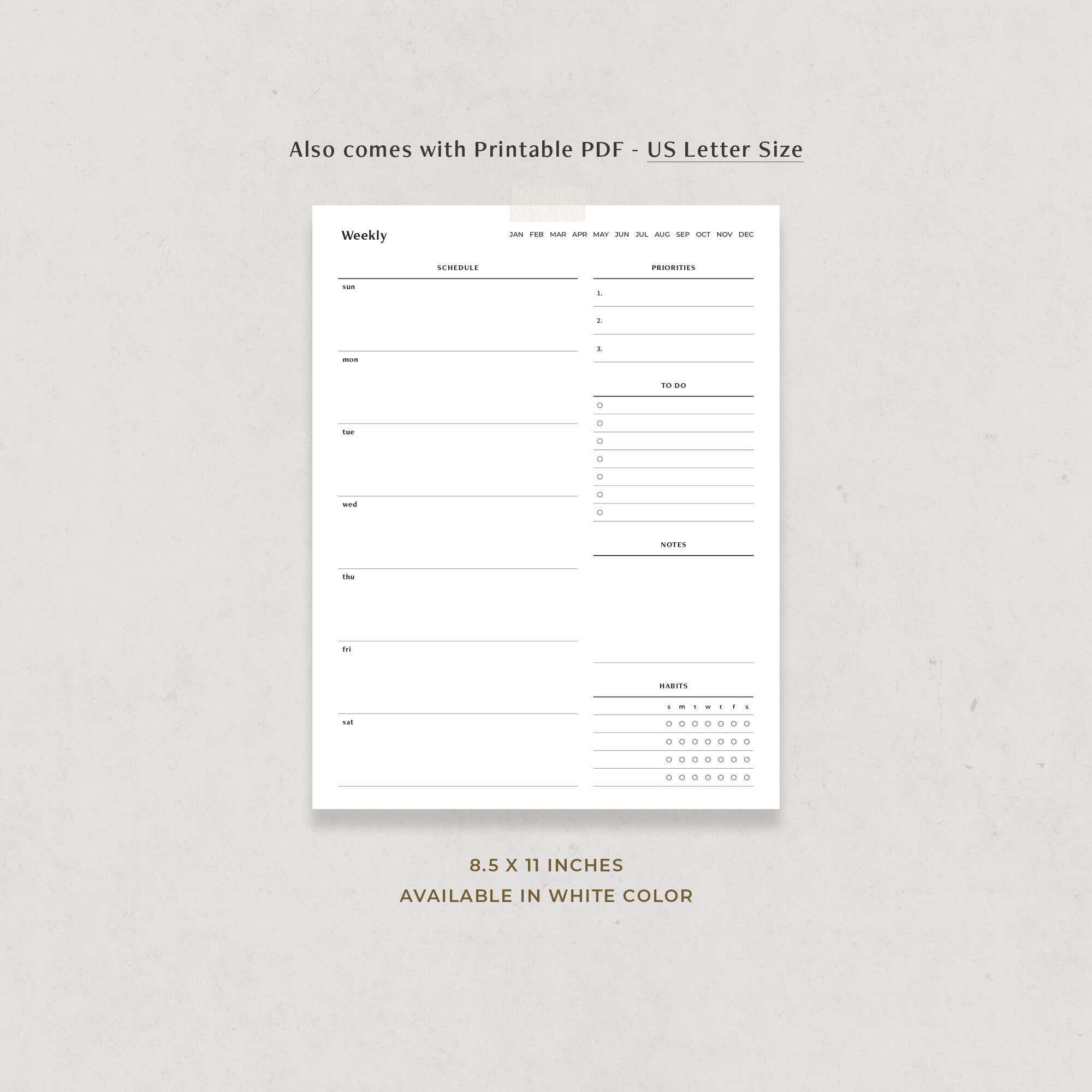 Weekly Overview Digital Planner Week at a Glance Weekly - Etsy