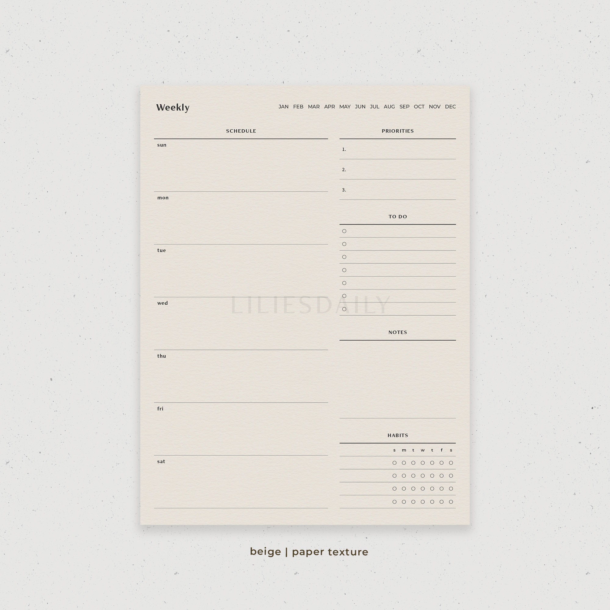 Weekly Overview Digital Planner Week at a Glance Weekly - Etsy