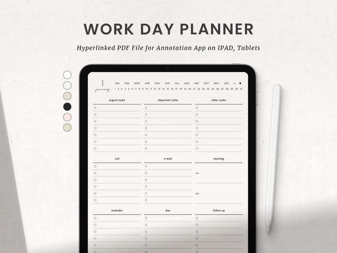 Workday Organizer, Digital Work Day Planner, Goodnotes Office Business ...