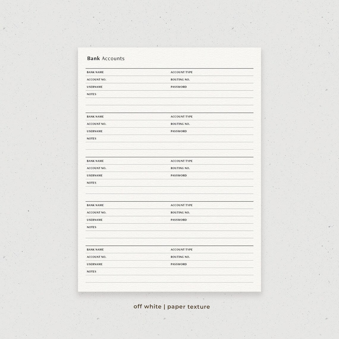 Bank Account Information Tracker Digital Planner Template for Goodnotes ...