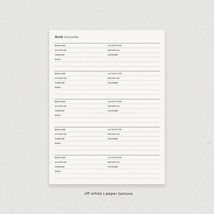 Bank Account Information Tracker Digital Planner Template for Goodnotes ...