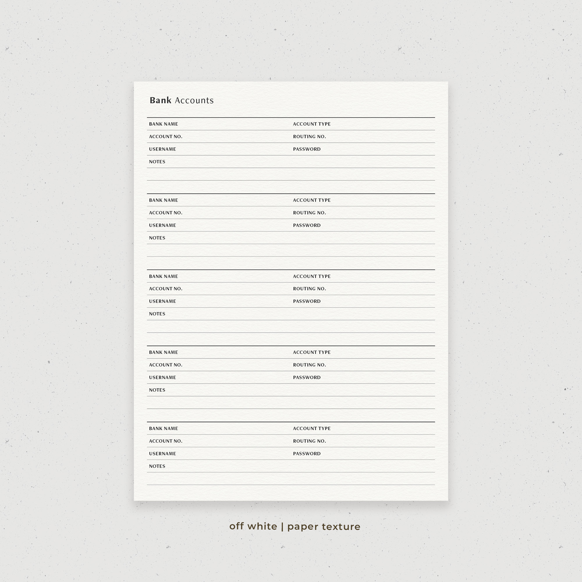 Bank Account Information Tracker Digital Planner Template for - Etsy