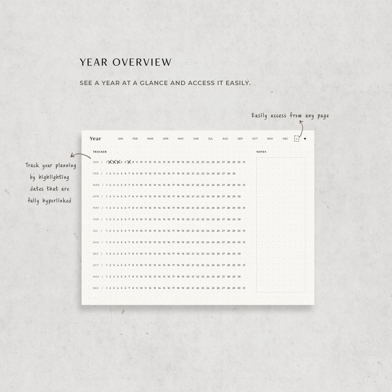 Digital Journal, Landscape Minimalist Daily Diary Template for ...