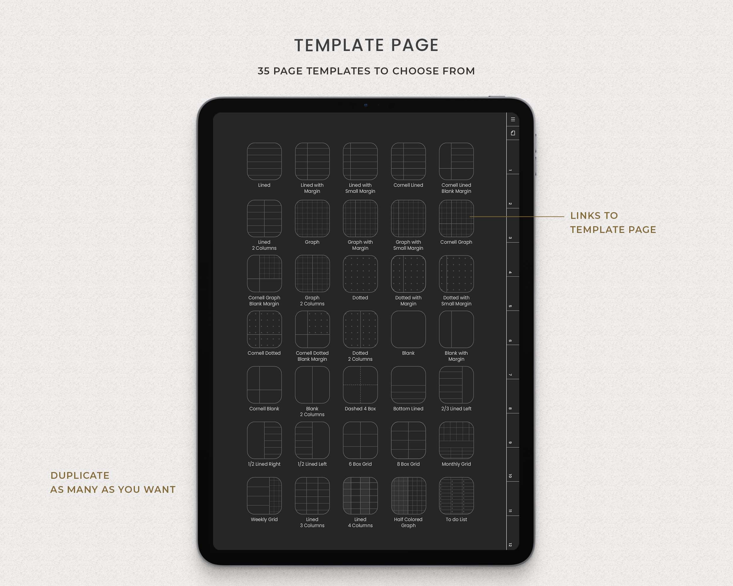 Dark Mode Digital Notebook With 12 Tabs for Goodnotes Ipad - Etsy