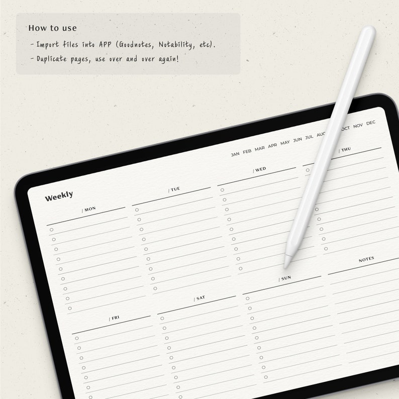 Weekly to Do List Digital Planner for Ipad Goodnotes Weekly | Etsy