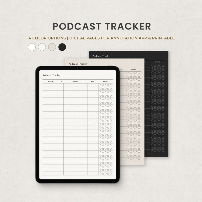 Podcast Tracker Printable, Digital Podcast Listening List, Podcast ...