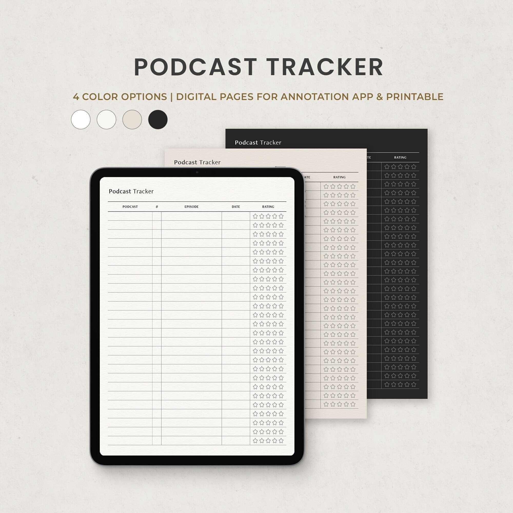 Podcast Tracker Printable, Digital Podcast Listening List, Podcast ...