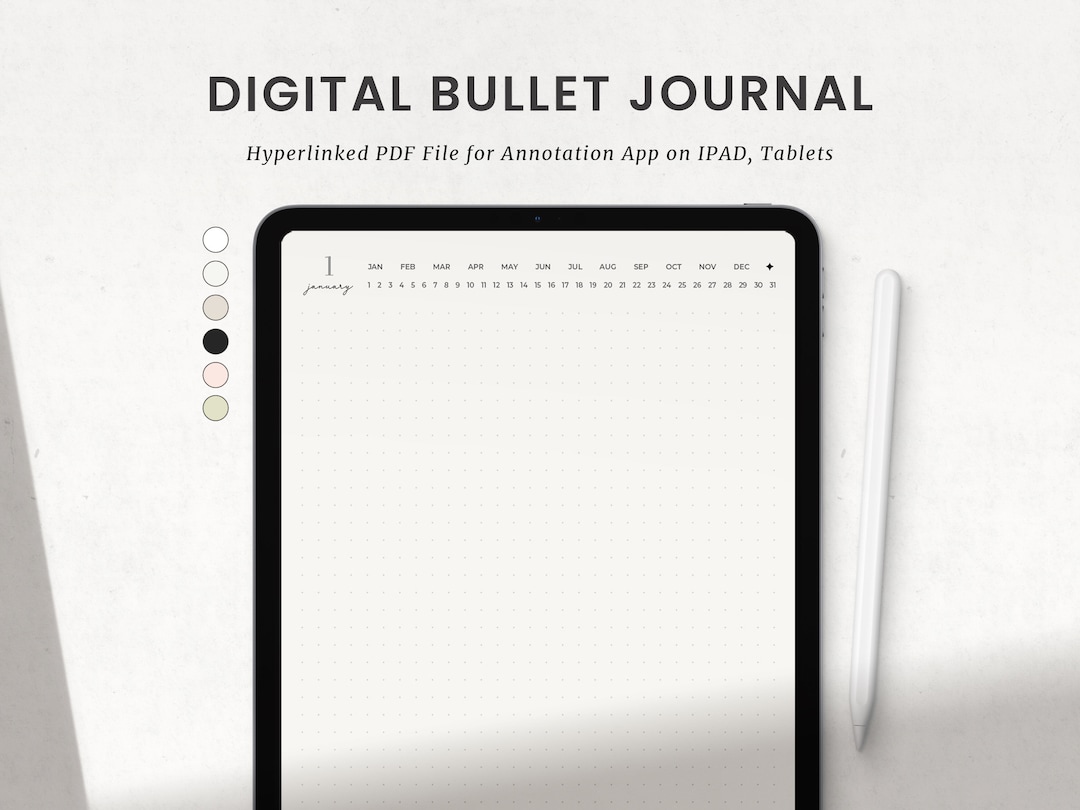 Digital Bullet Journal, Daily Dot Grid Notes Digital Planner for ...