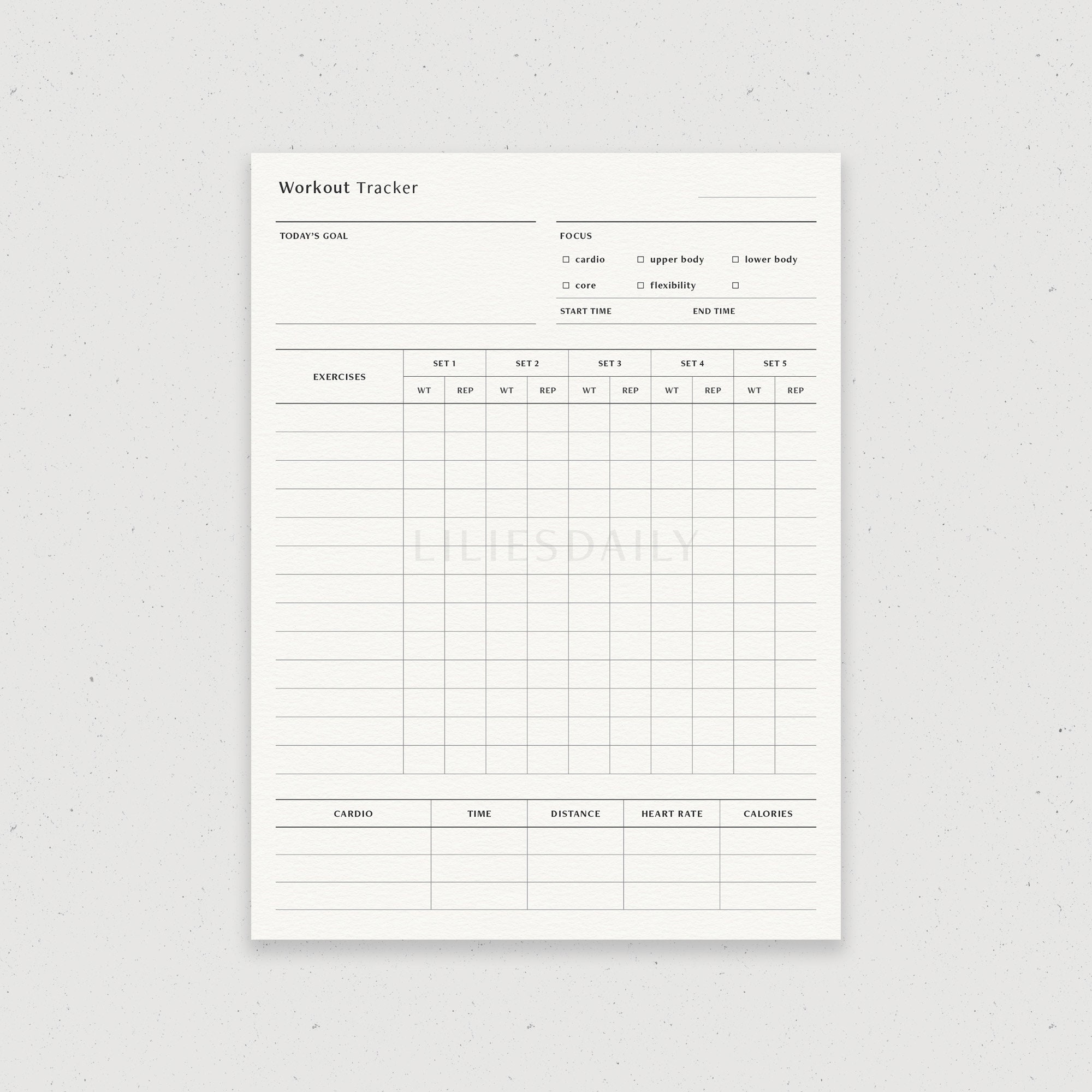 Workout Tracker Daily Exercise Planner Digital Template for - Etsy