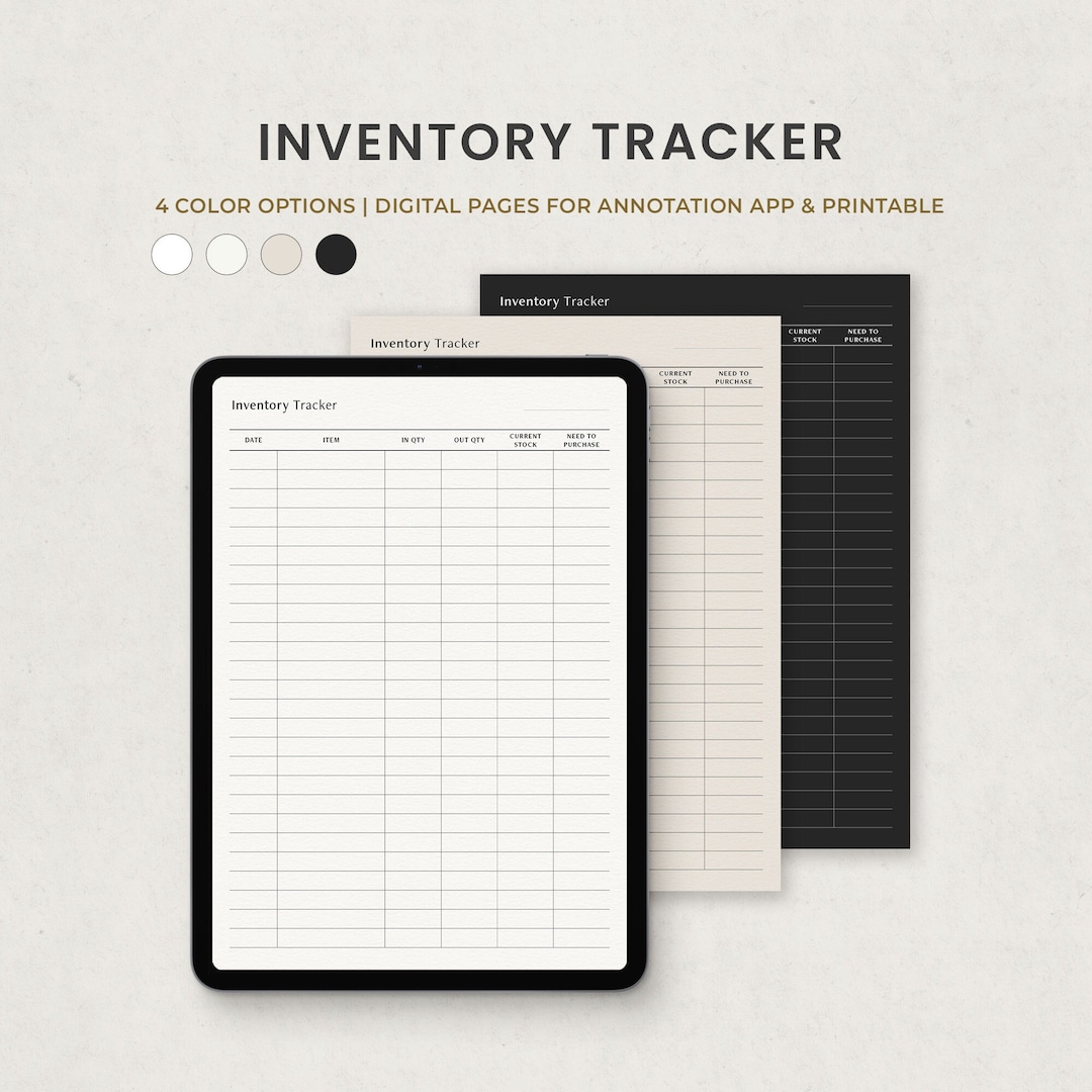 Inventory Tracker Printable, Stock Management Template, Product ...