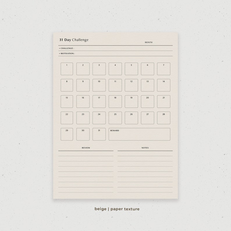 31 Day Challenge Monthly Habit Tracker Daily Goal Tracker - Etsy