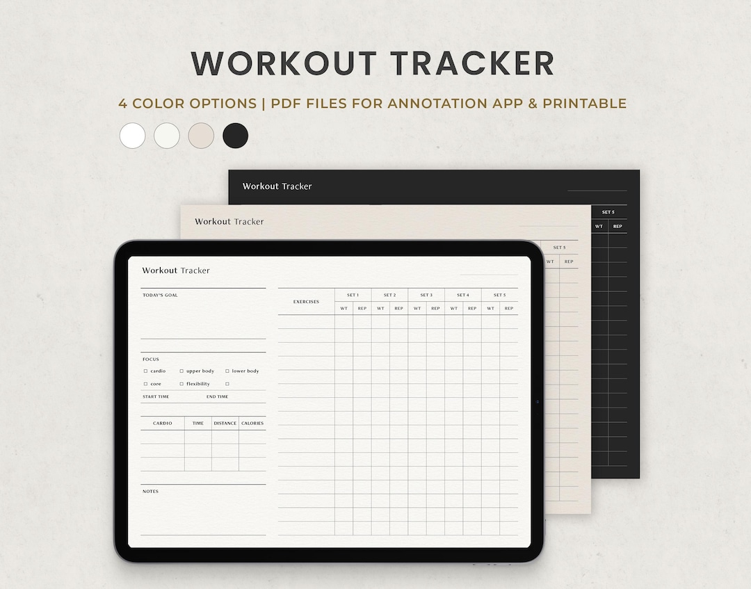Workout Tracker, Daily Exercise Planner Digital Landscape Template for ...