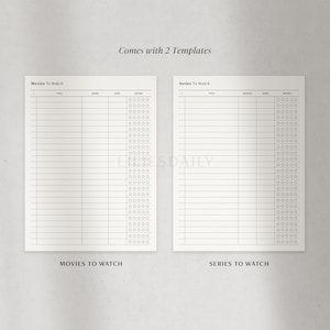 Movies to Watch, Series Wish List Digital Template for Goodnotes IPAD ...