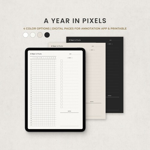 A Year in Pixels Mood Tracker Daily Mood Cart Digital - Etsy